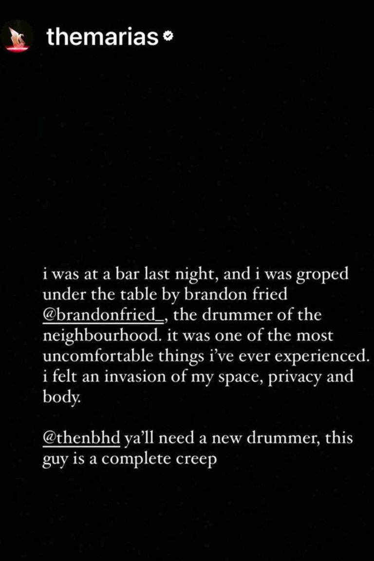 The Marias lead singer accuses The Neighborhood's Brandon Fried of ...